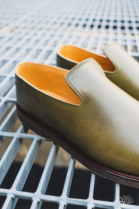 Viberg Shinki Olive Latigo Horsehide Slipper - Withered Fig