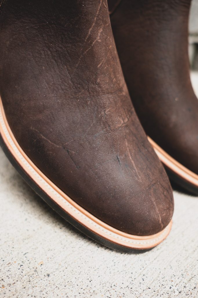 Viberg Chelsea Boot - Cigar Waxed Kudu on Lactae Hevea Sole - Withered Fig