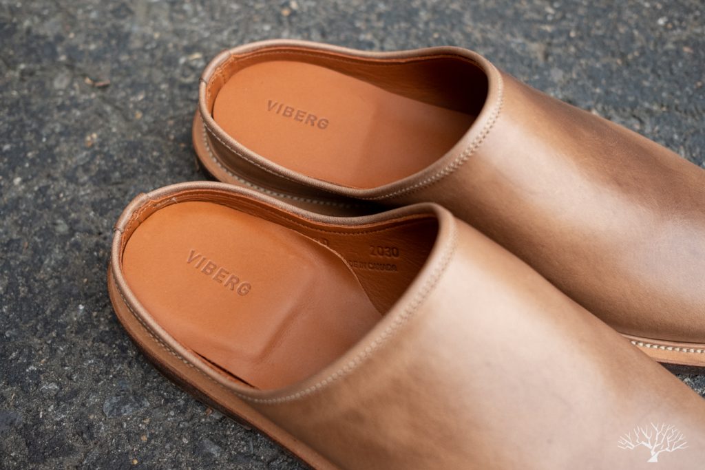 Viberg Mule - Chestnut Calf Suede and Natural Chromexcel - Withered Fig